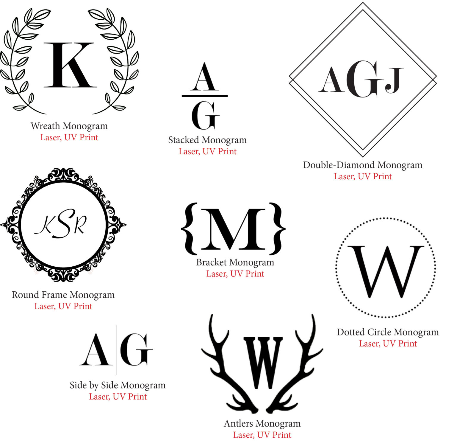 Monogram Options - Custom Laser Engravers